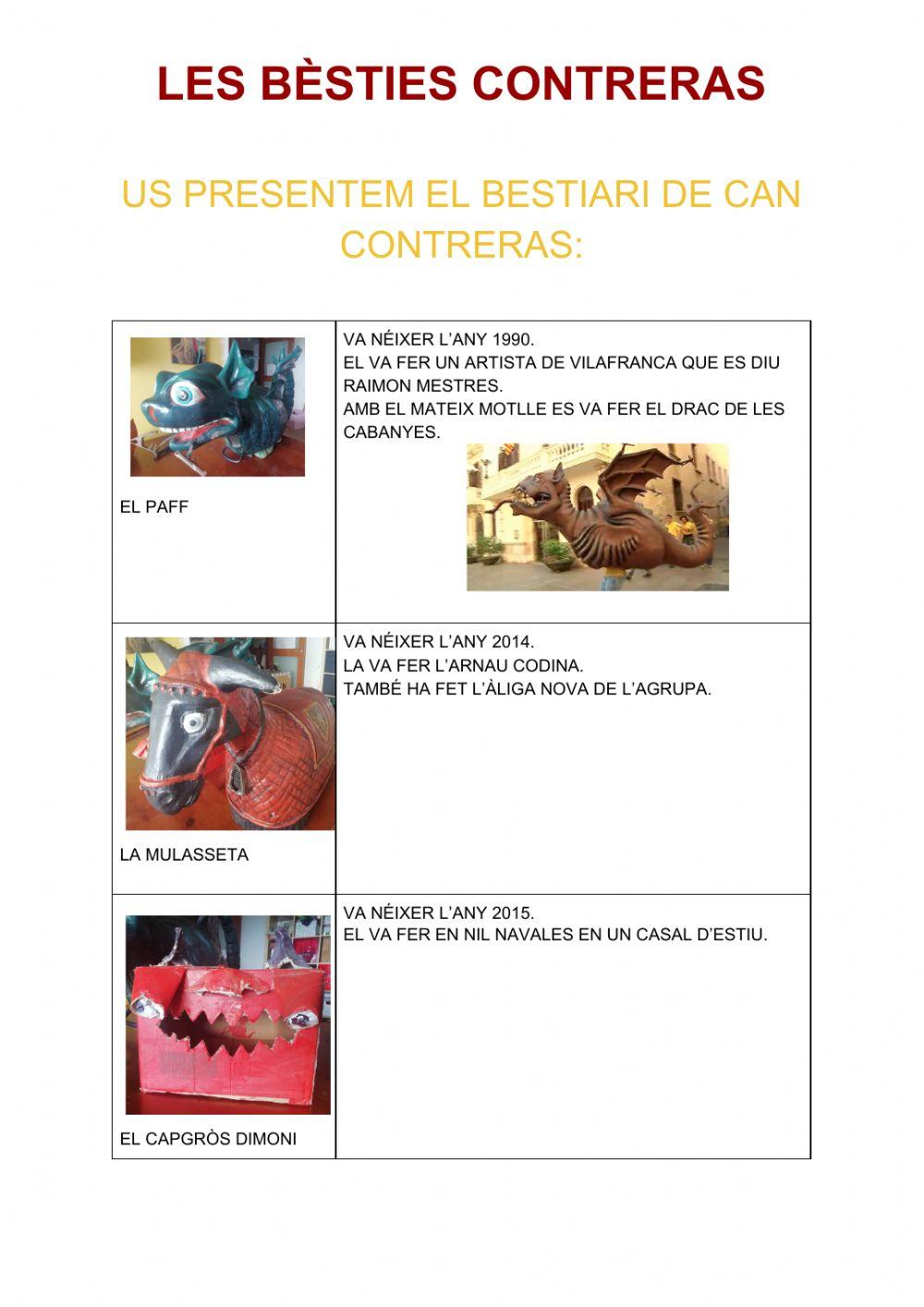 LES BÈSTIES CONTRERAS worksheet | Live Worksheets