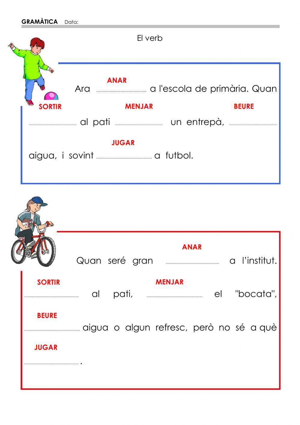 Els verbs | Free Interactive Worksheets | 198582