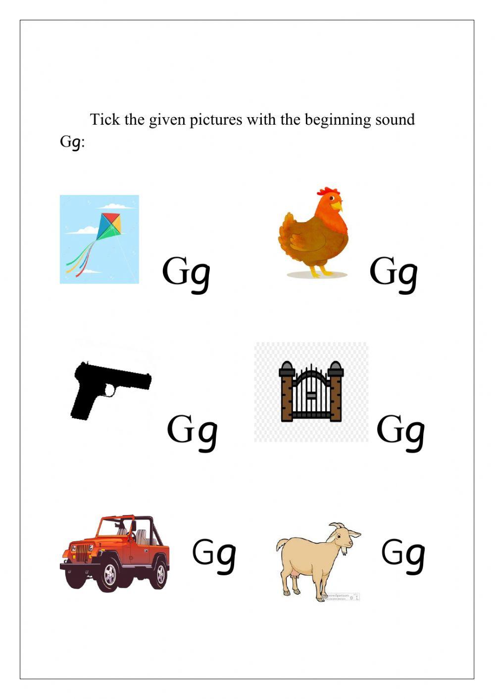 what objects start with g