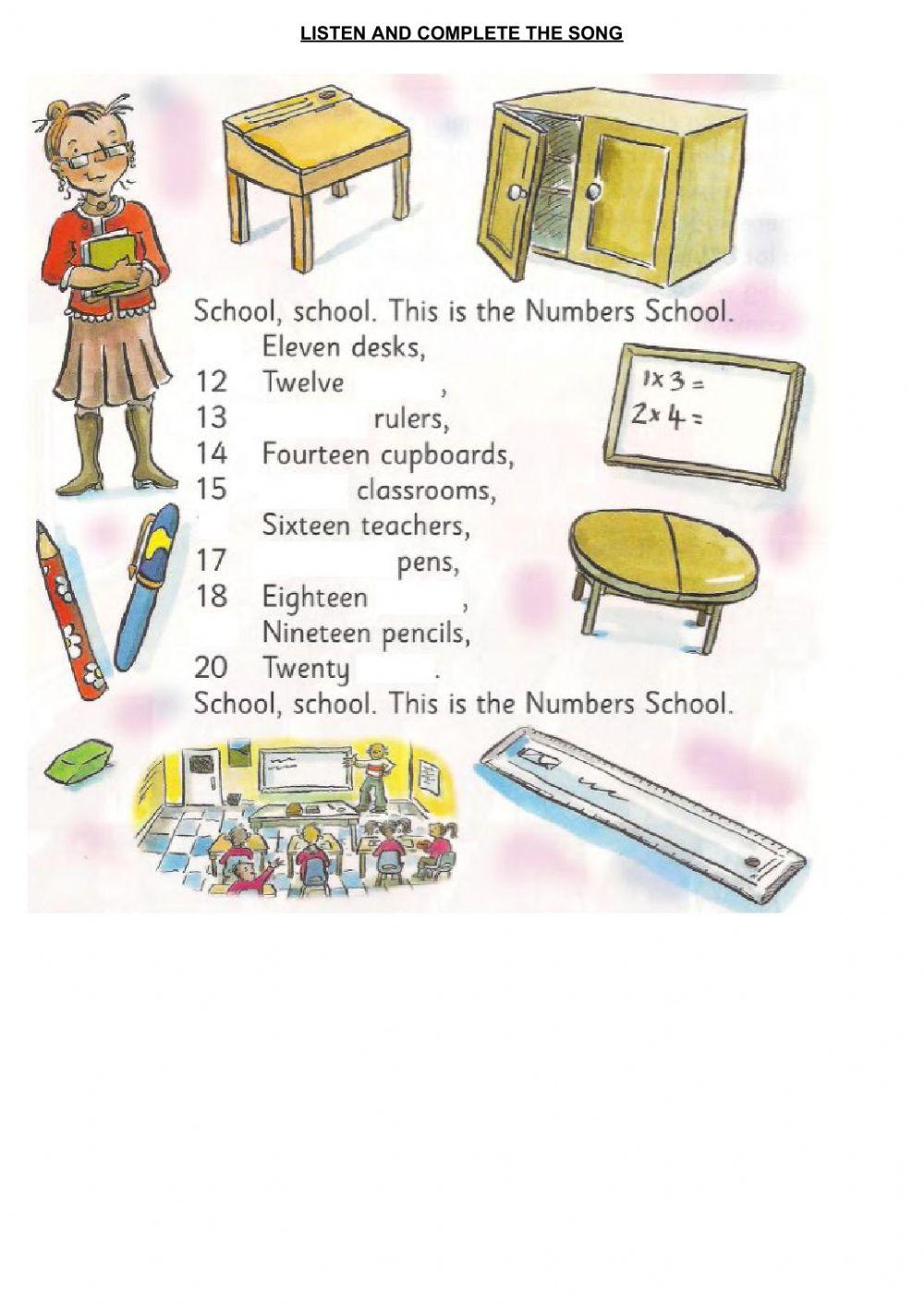 Numbers school worksheet | Live Worksheets