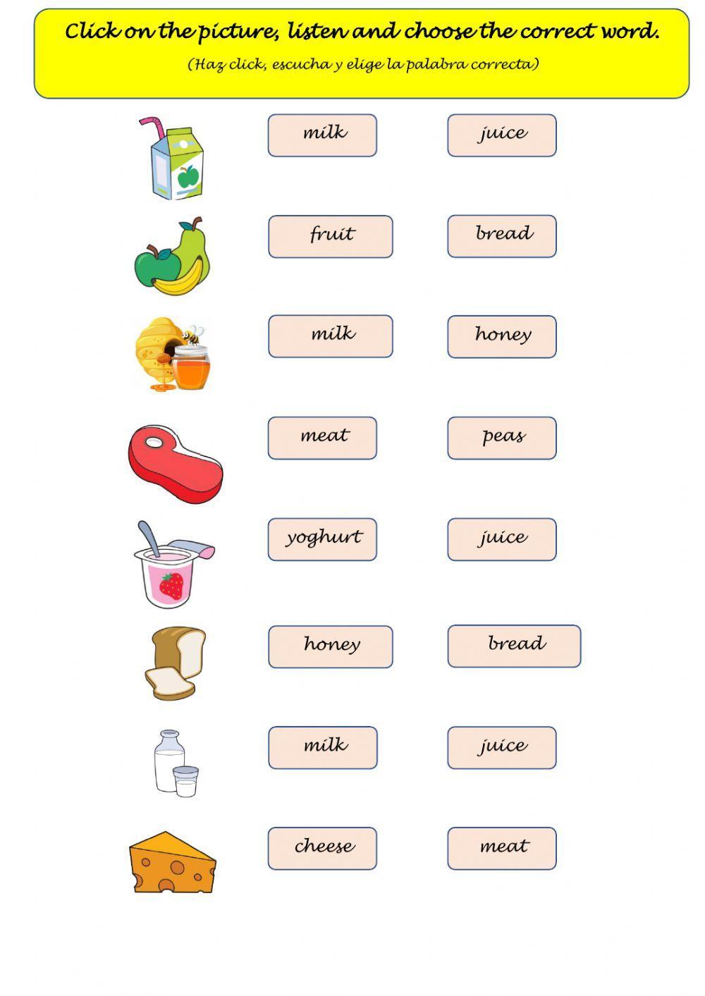 Food: Listen an… | Free Interactive Worksheets | 199229