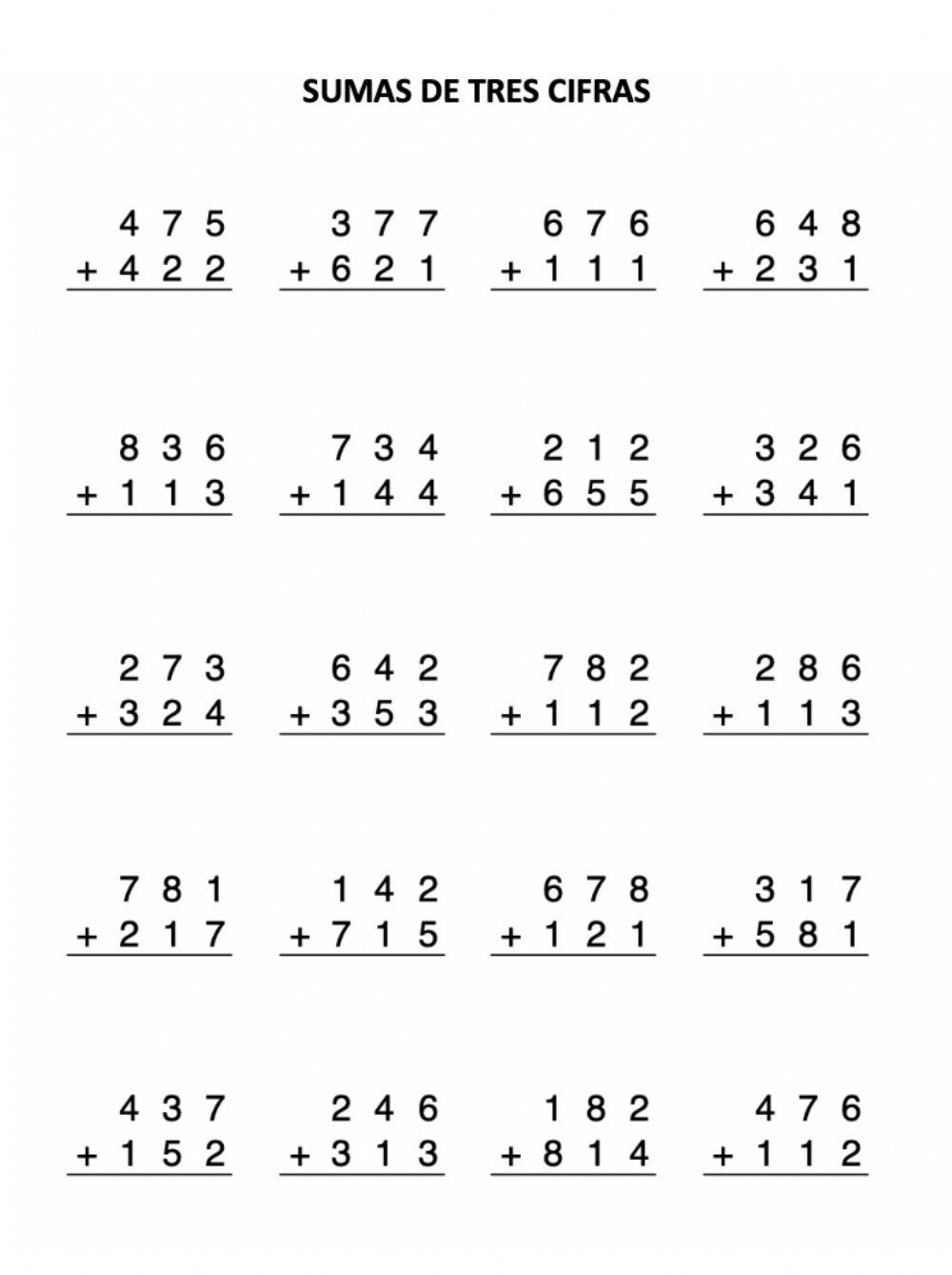 Sumes de tres x… | Free Interactive Worksheets | 199492