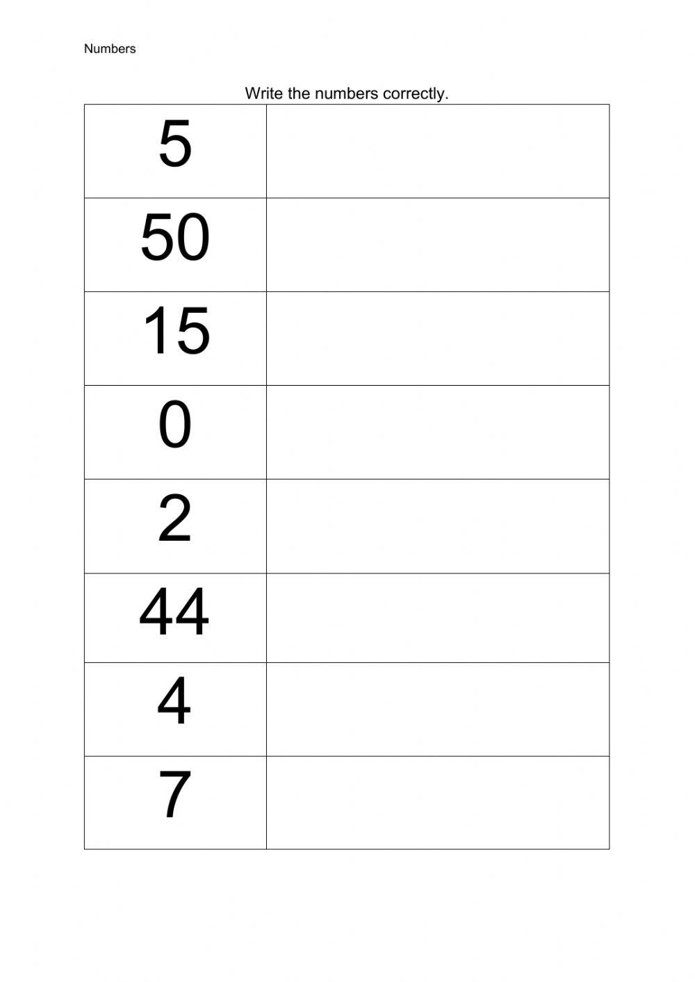 Numbers online exercise for year 1 | Live Worksheets