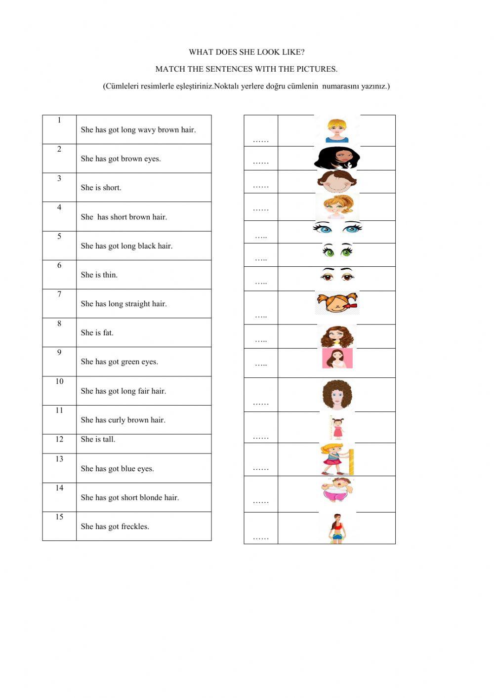 what does she look like? online exercise for | Live Worksheets