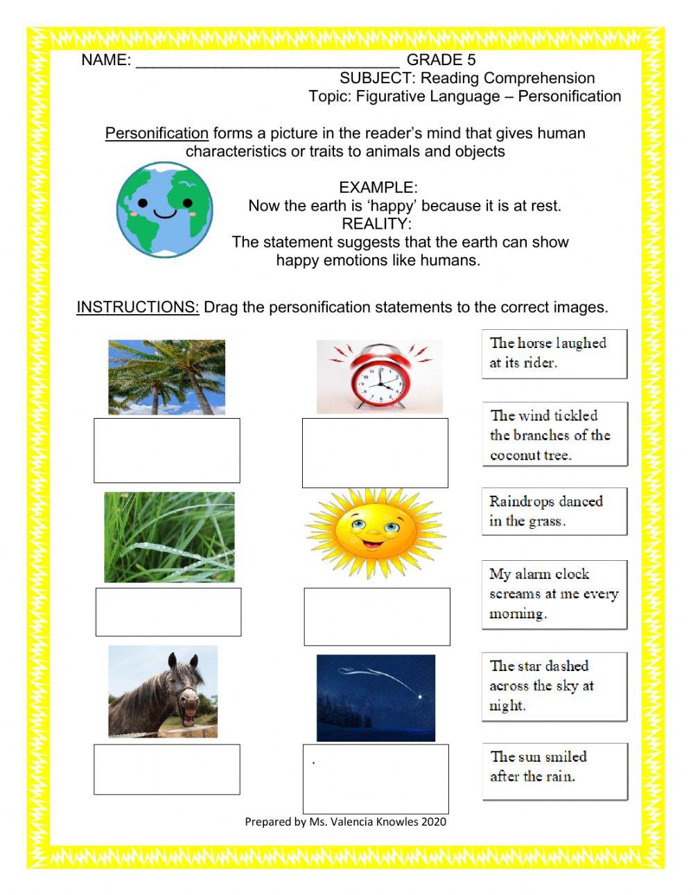 PERSONIFICATION | Free Interactive Worksheets | 5680153