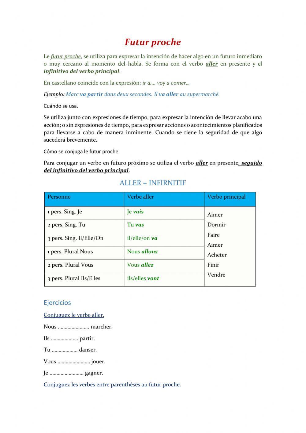 Futur Proche | Free Interactive Worksheets | 200979