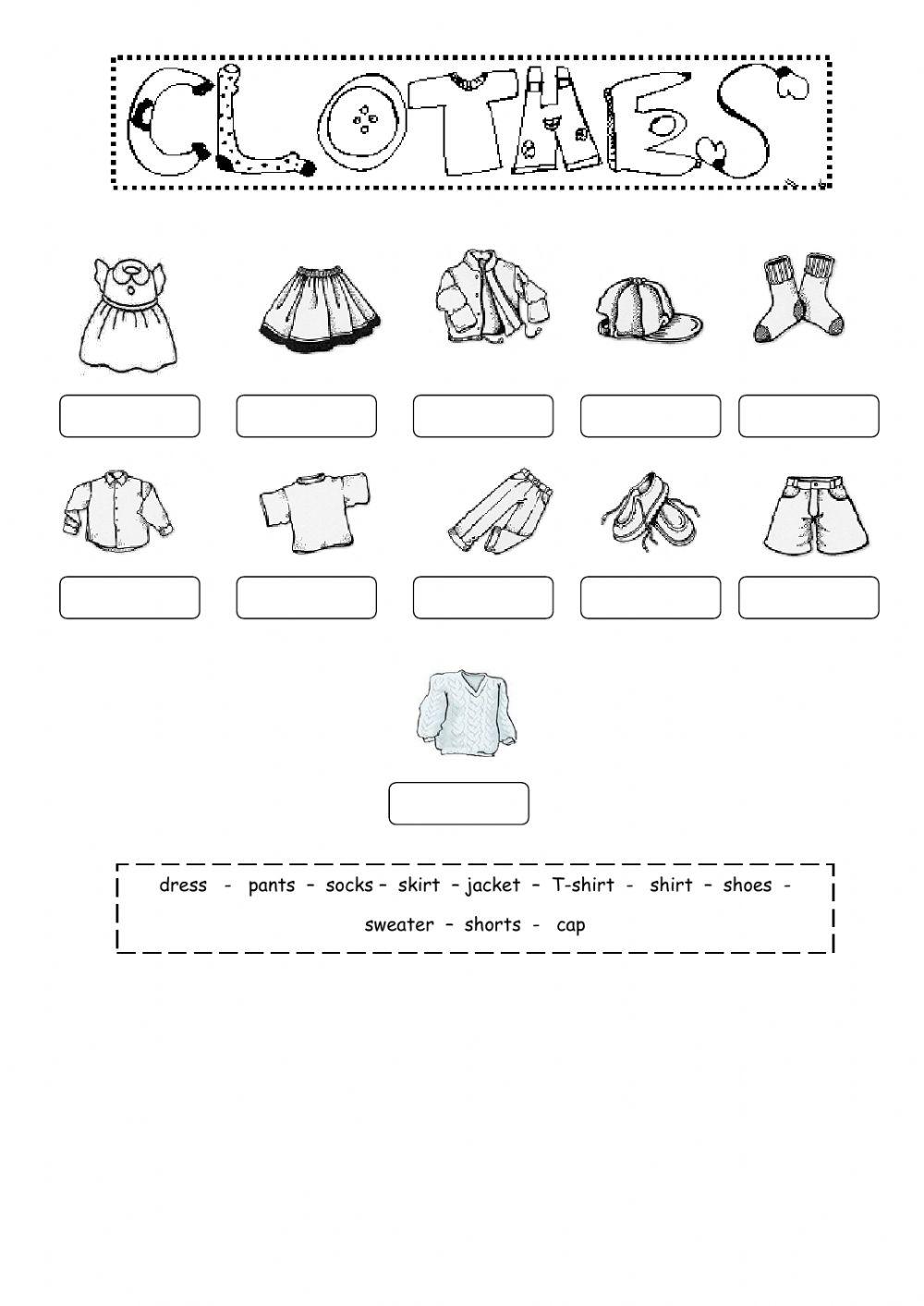 Clothes online exercise for Beginners | Live Worksheets
