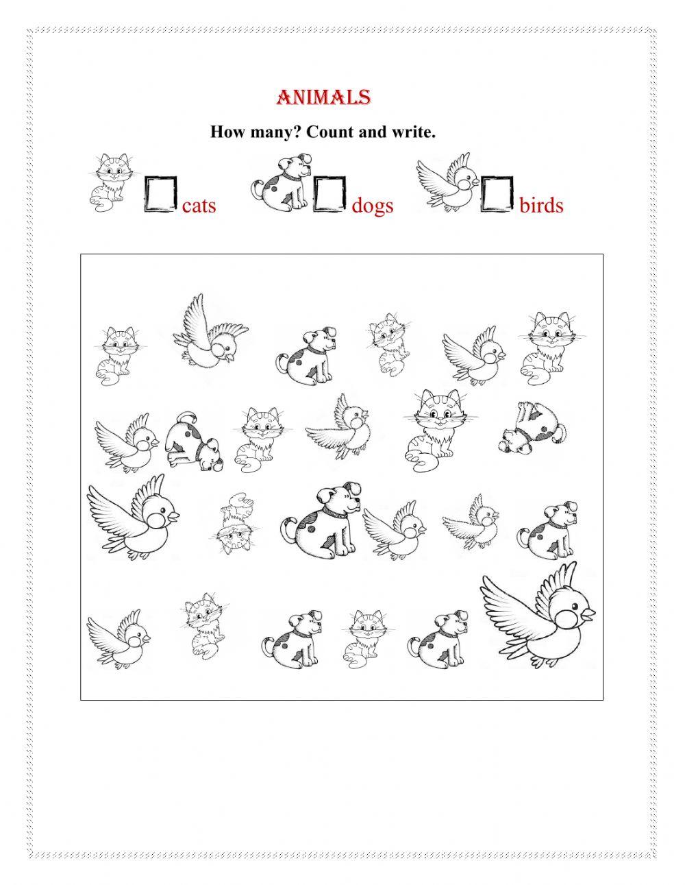 201261 | Animals - counting | MARGROD47 | LiveWorksheets