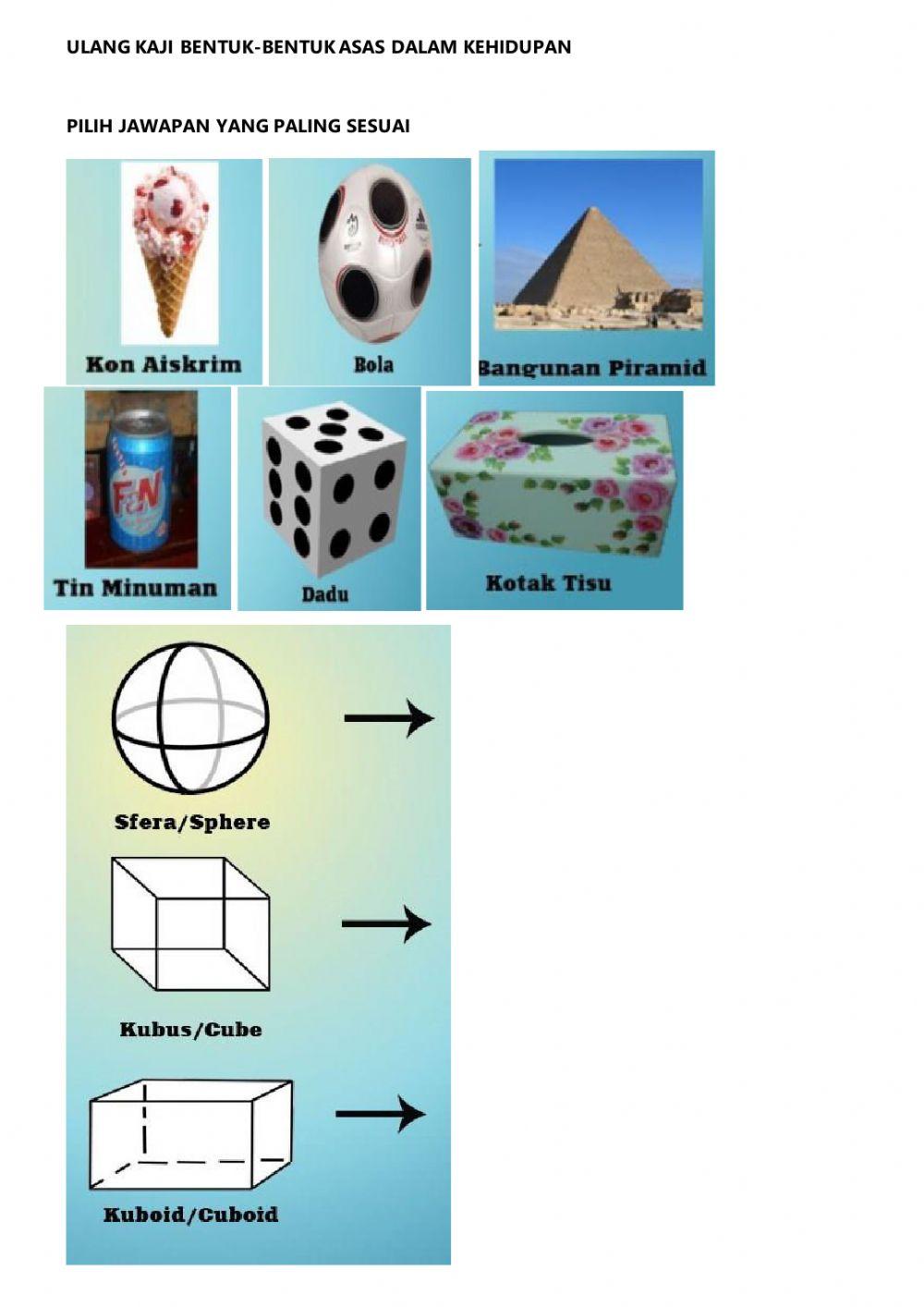 Rbt tahun 4:bentuk-bentuk asas dalam kehidupan worksheet | Live Worksheets