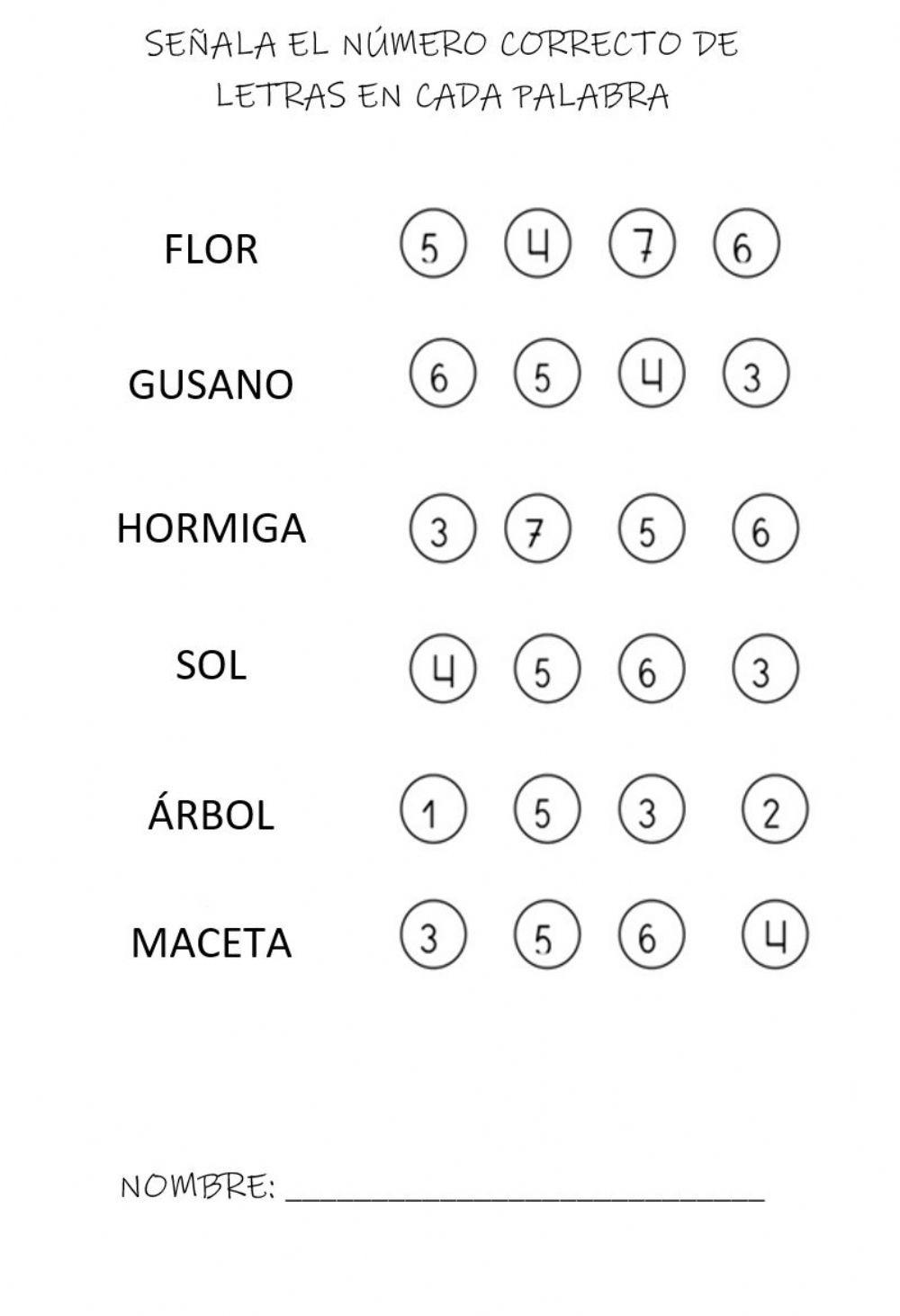 Contar letras online exercise for | Live Worksheets