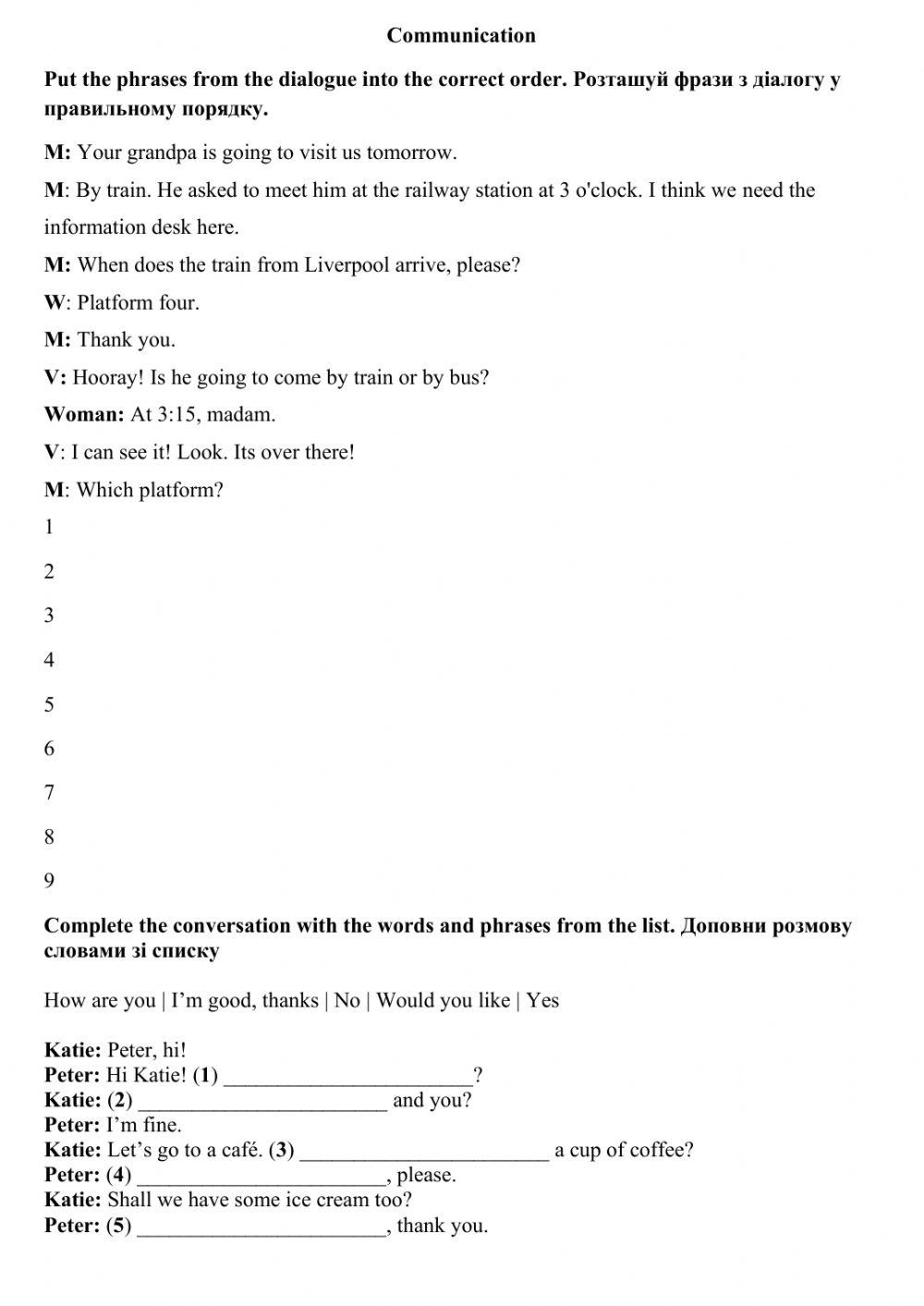 Communication 203454 | AlinaY | Live Worksheets