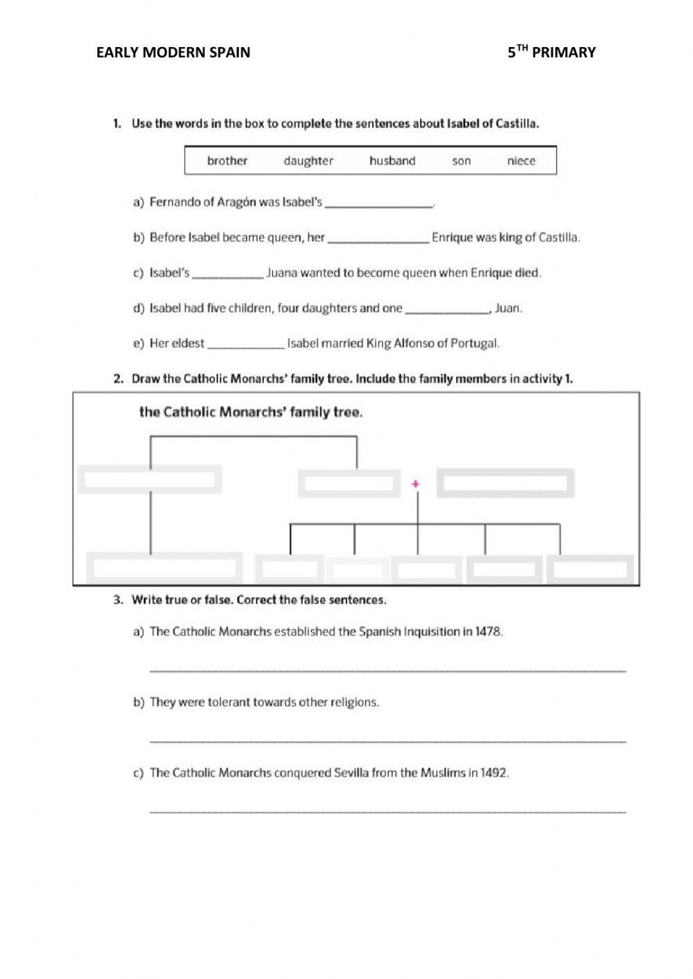 Early modern spain activity | Live Worksheets