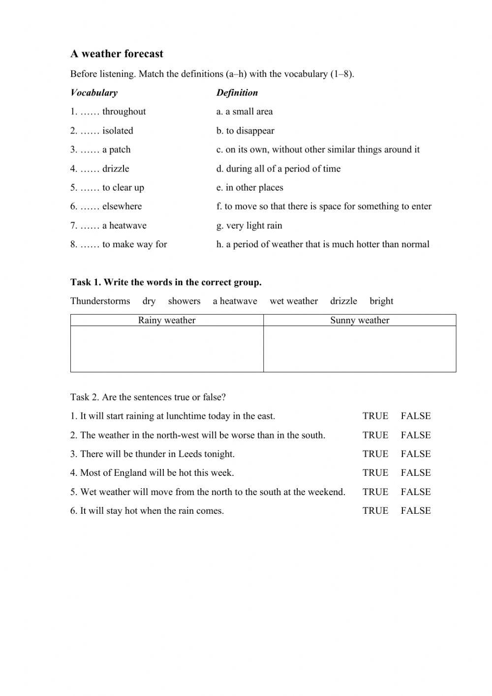 Grade 9 A weather forecast 5688014 | Ljudmila