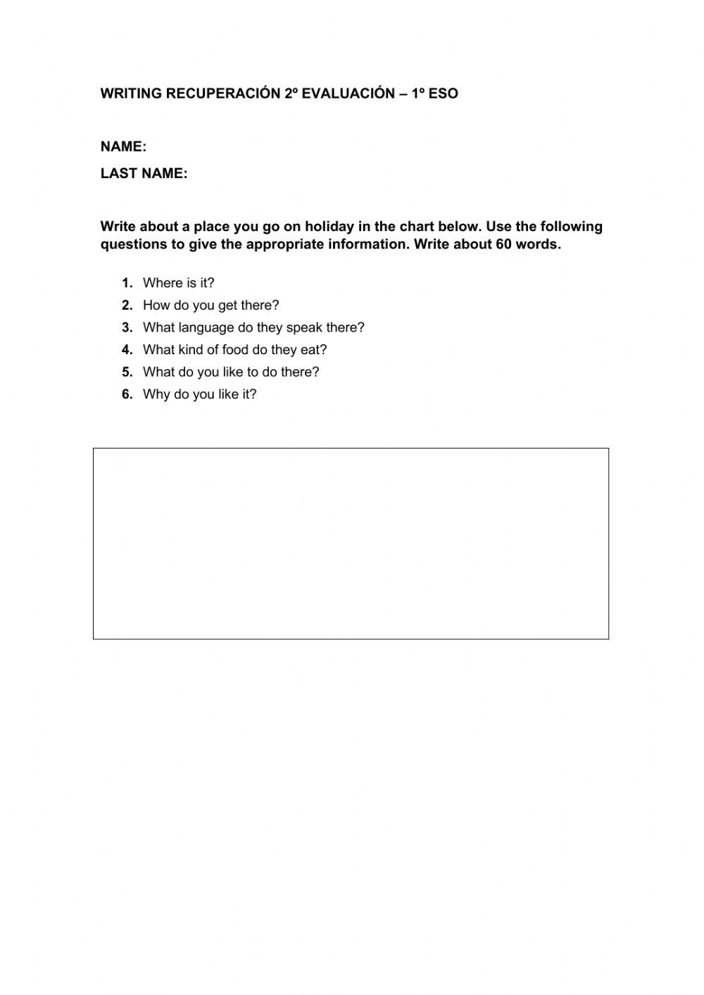 EXAMEN WRITING … | Free Interactive Worksheets | 5688327