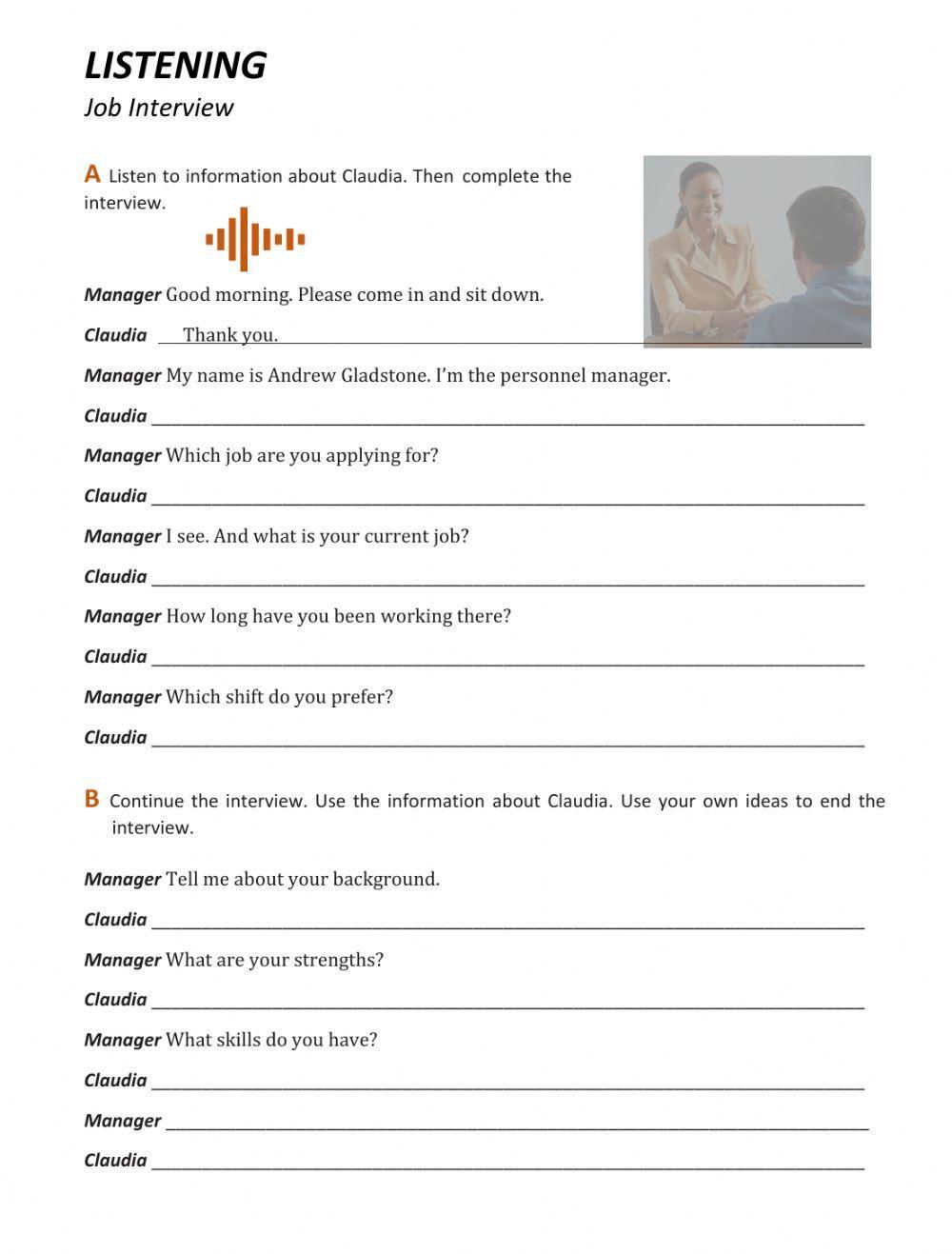 Job Interview: … | Free Interactive Worksheets | 204494