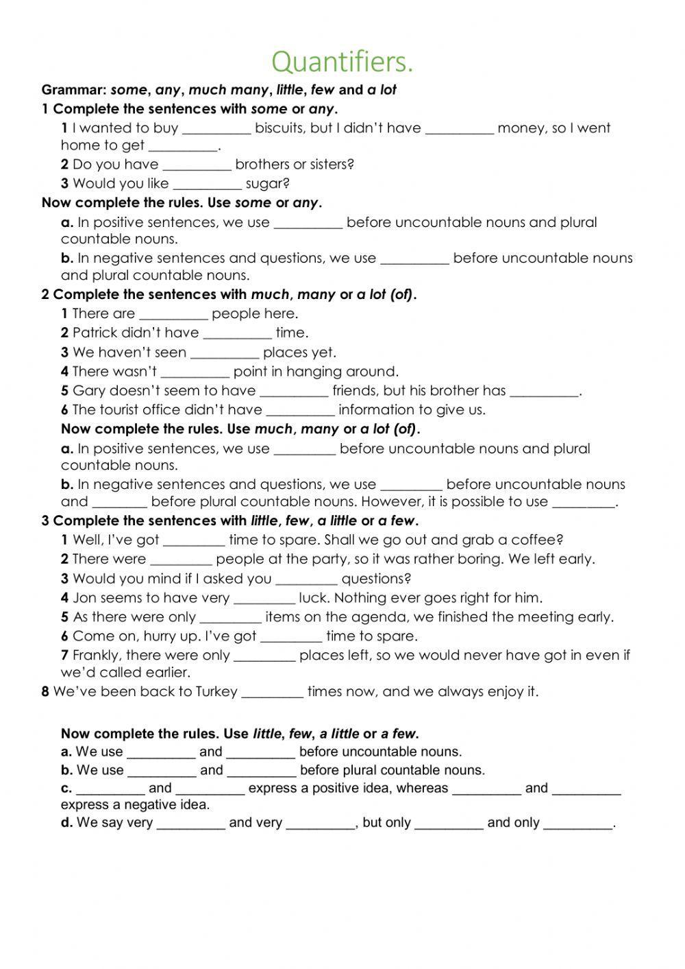 Quantifiers | Free Interactive Worksheets | 204547