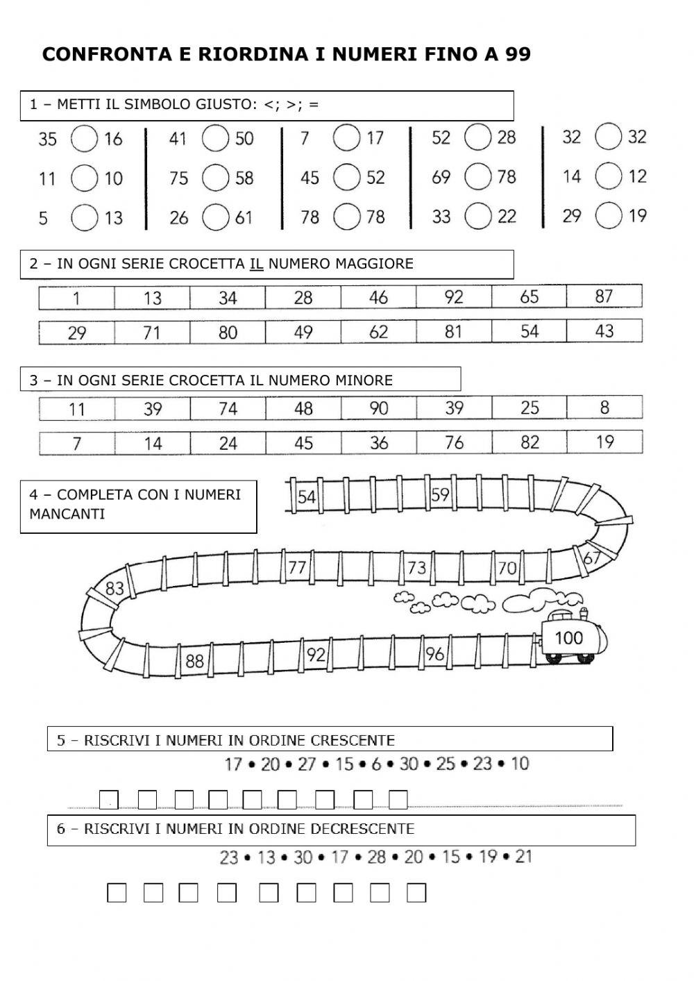 Quanti numeri fino a 99 worksheet | Live Worksheets