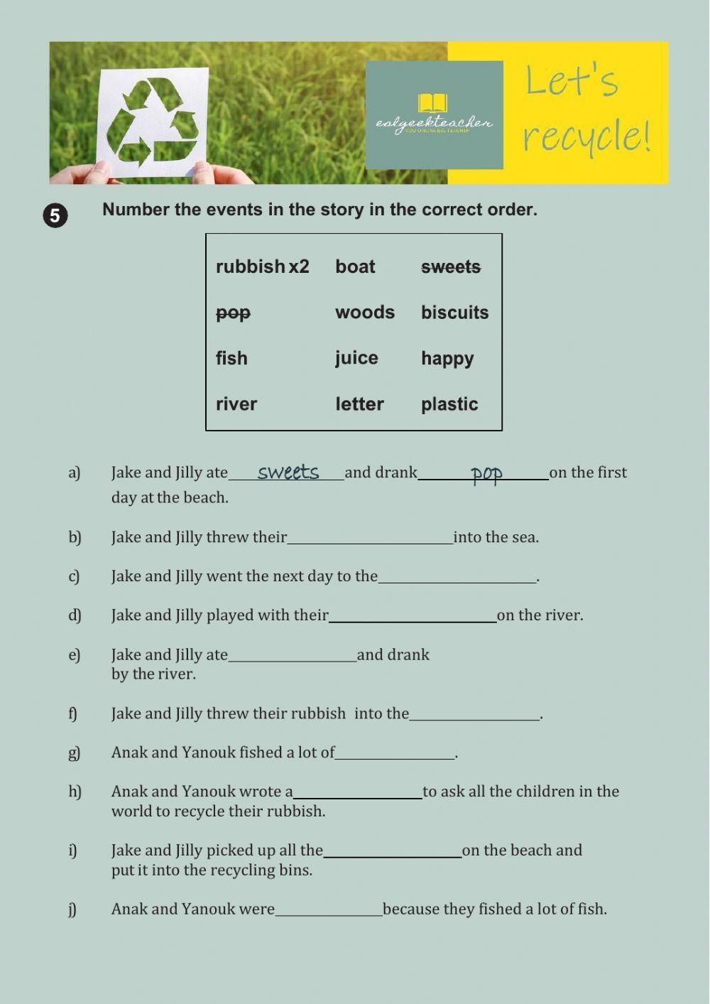 Let's recycle | Free Interactive Worksheets | 205678