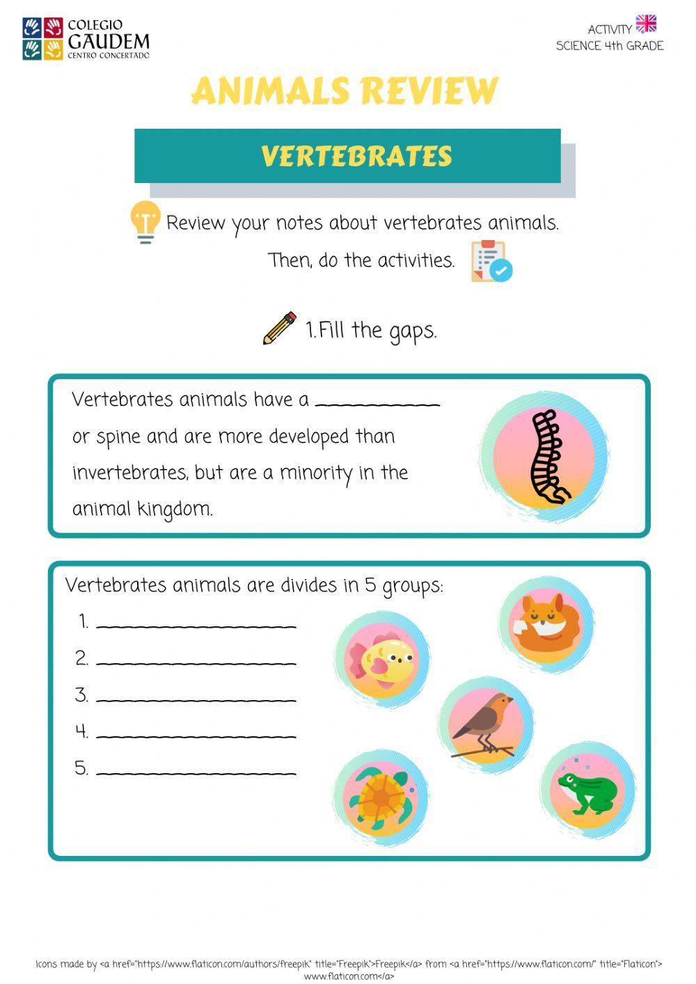 Activity animals review worksheet | Live Worksheets