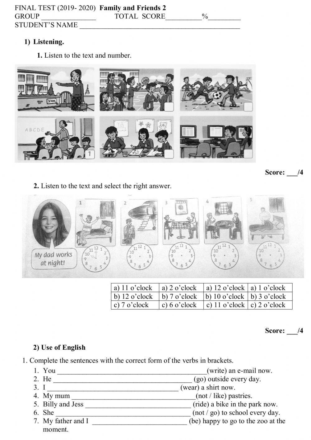 3000 Exam Test worksheet | Live Worksheets