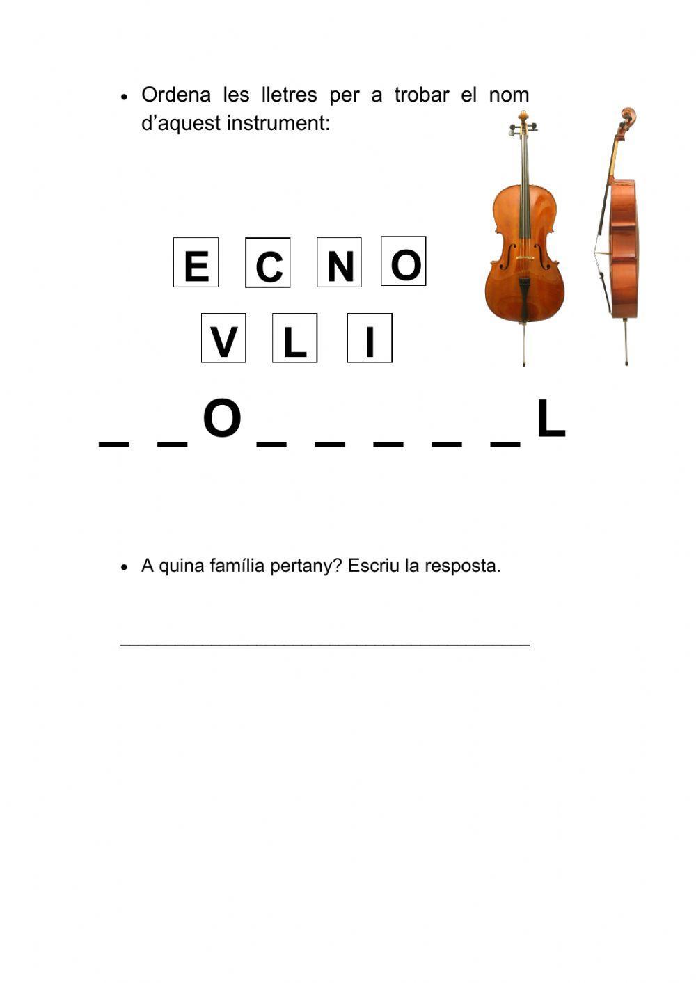 Violoncel worksheet | Live Worksheets