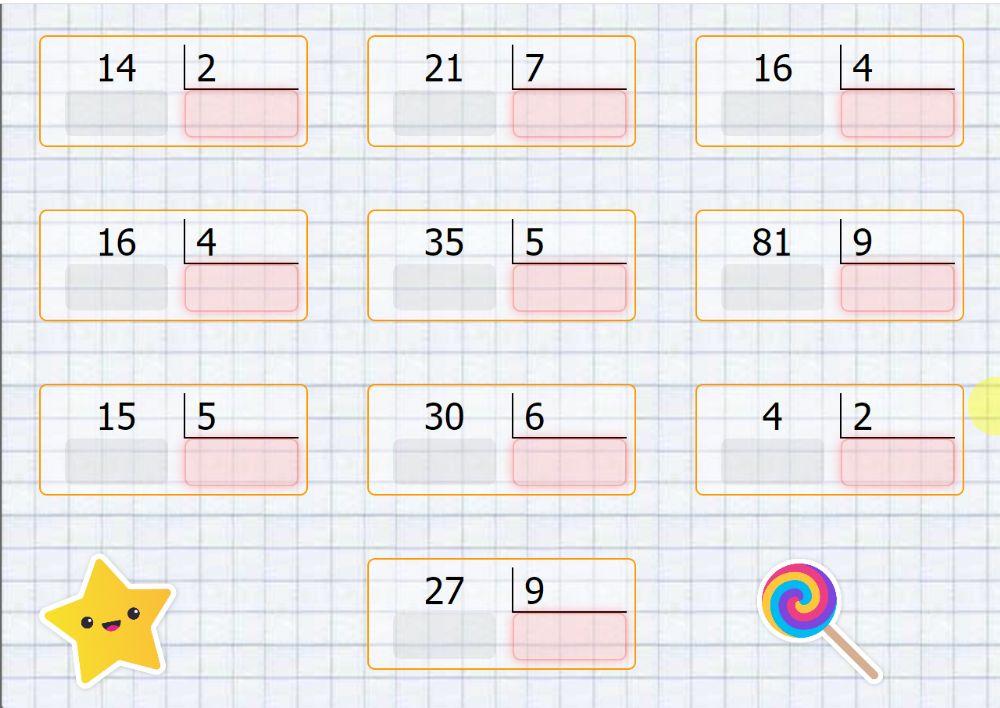 Divisiones por 1 cifra (resto cero) 5691130