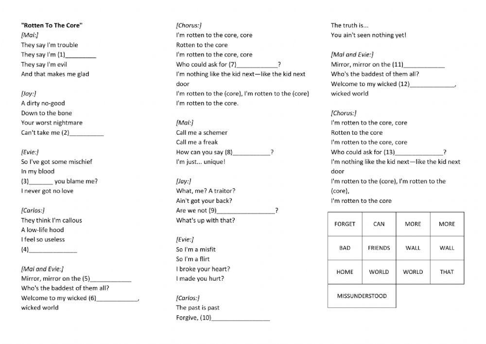 Rotten to the c… | Free Interactive Worksheets | 205909