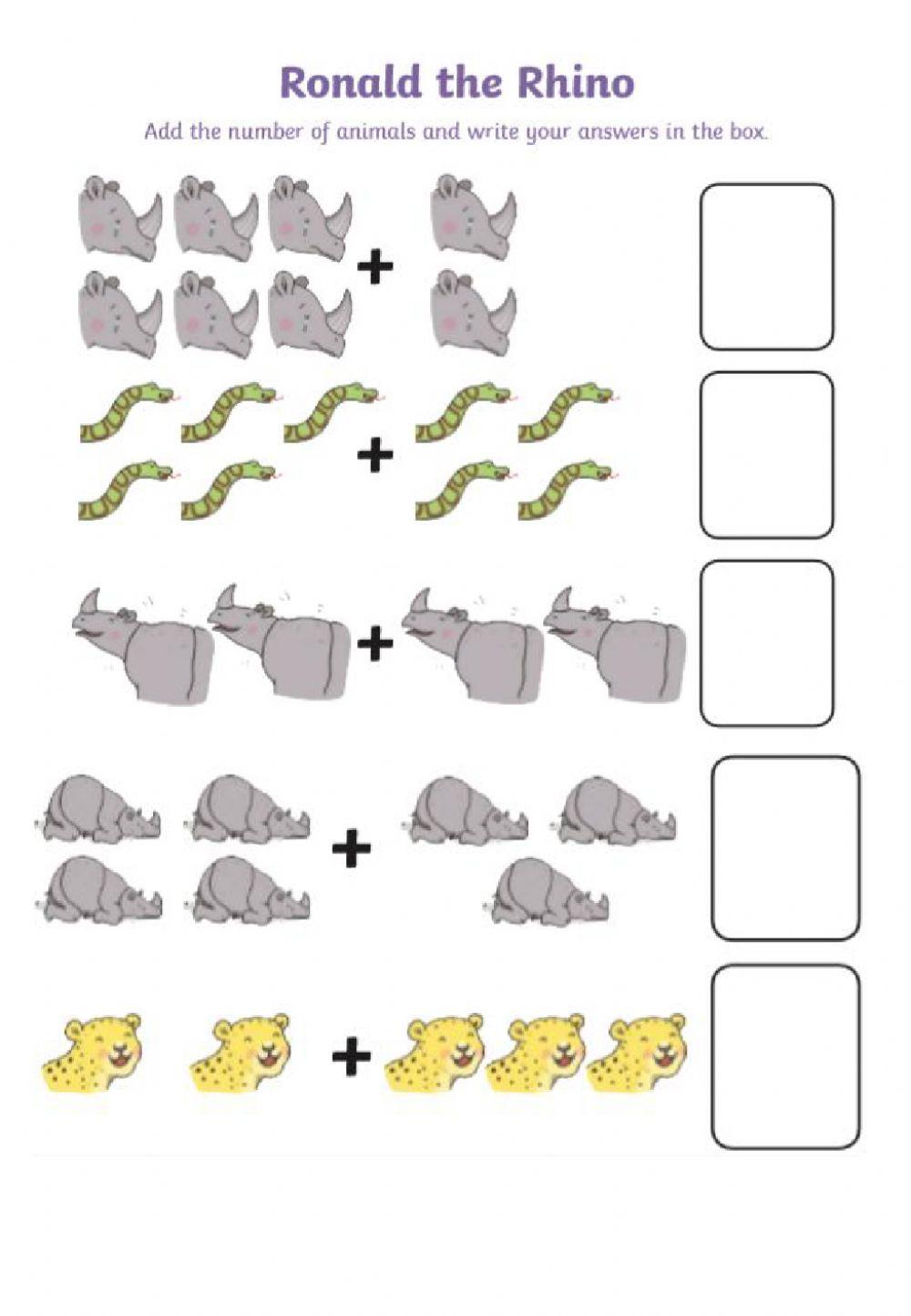 Ronald the Rhino. Count worksheet | Live Worksheets