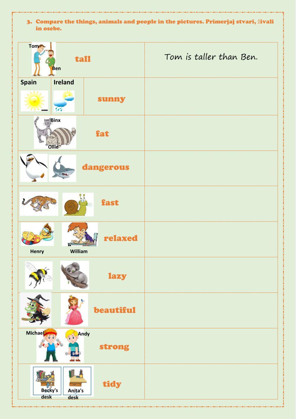 Comparatives online exercise for Pre-intermediate | Live Worksheets