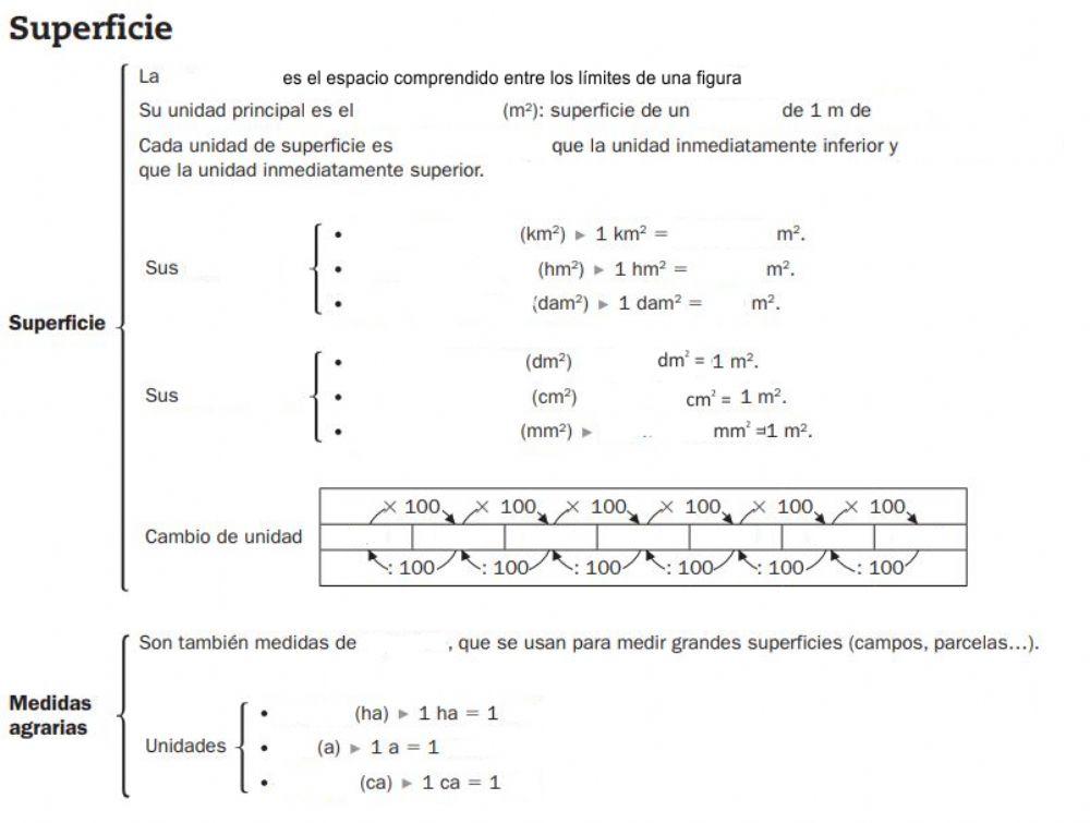 Esquema de medidas de superficie worksheet | Live Worksheets