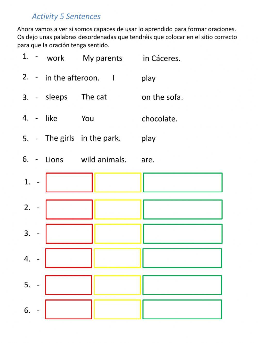 205791 | Making sentences | MARILUZ | LiveWorksheets