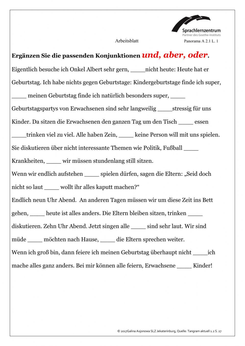 AB UND, ODER, ABER online exercise for | Live Worksheets