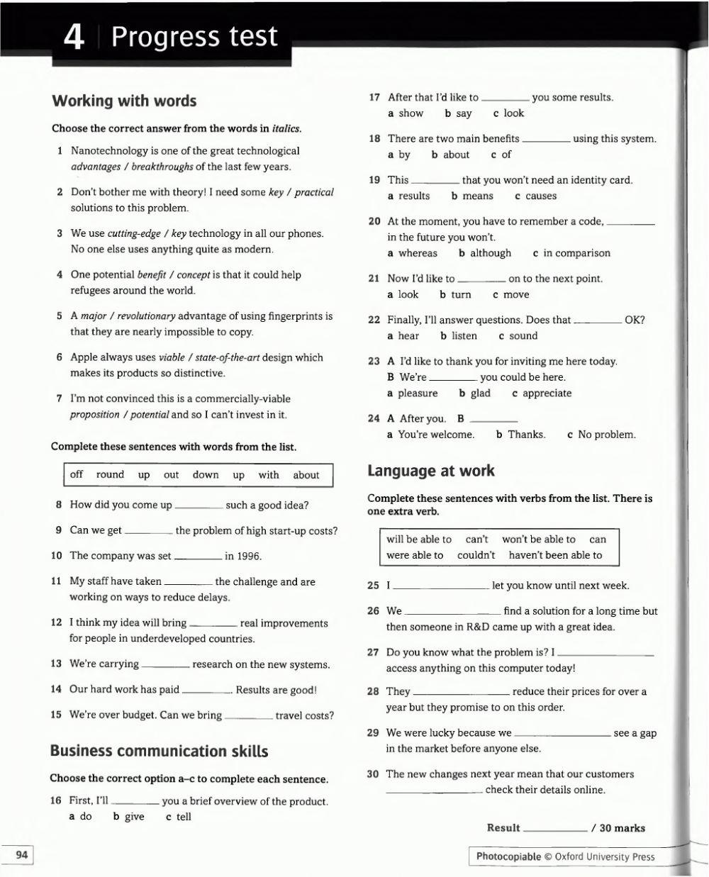 Upper-Intermediate Test 4 online exercise for | Live Worksheets