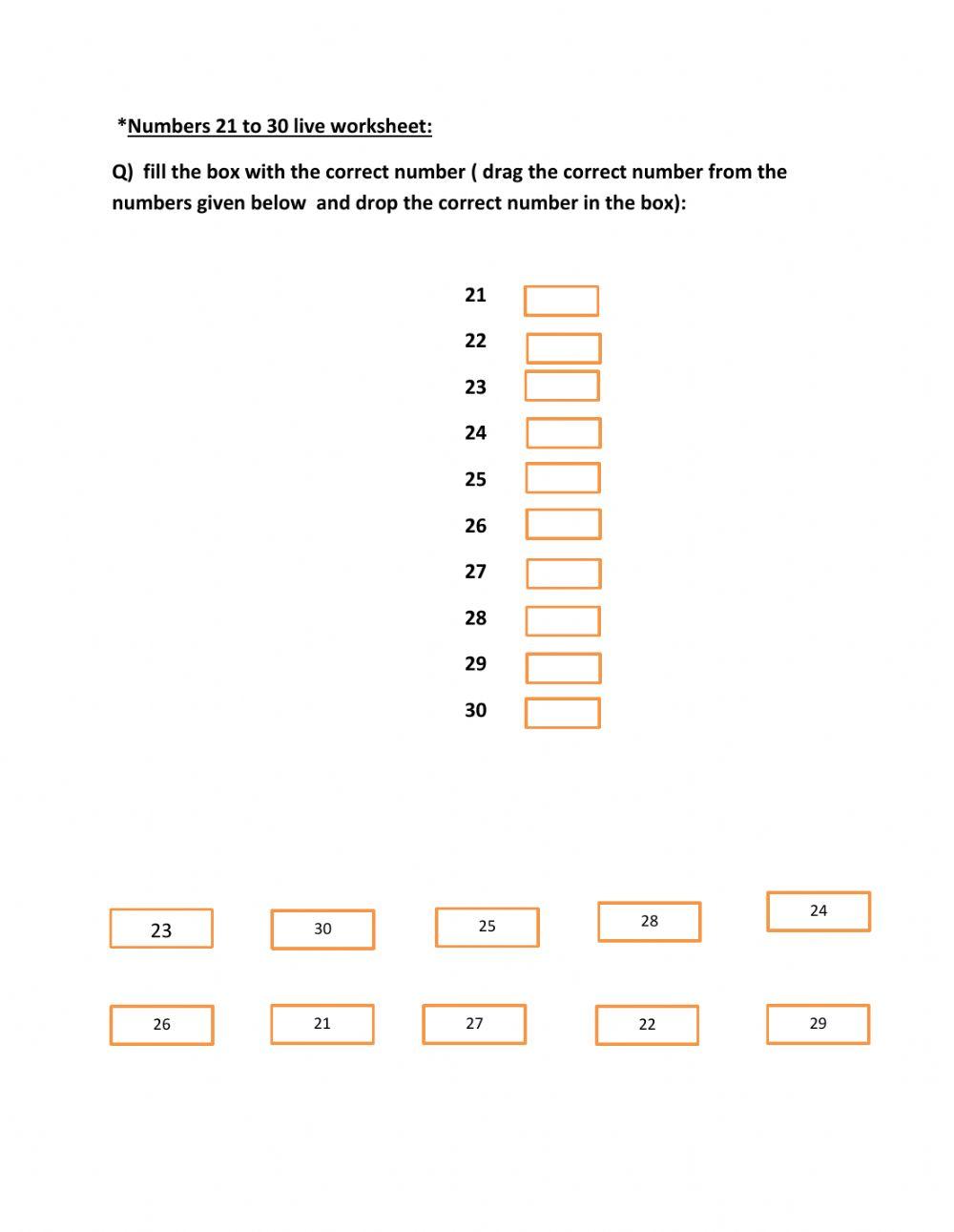 5695090 | numbers 21 to 30 live worksheet