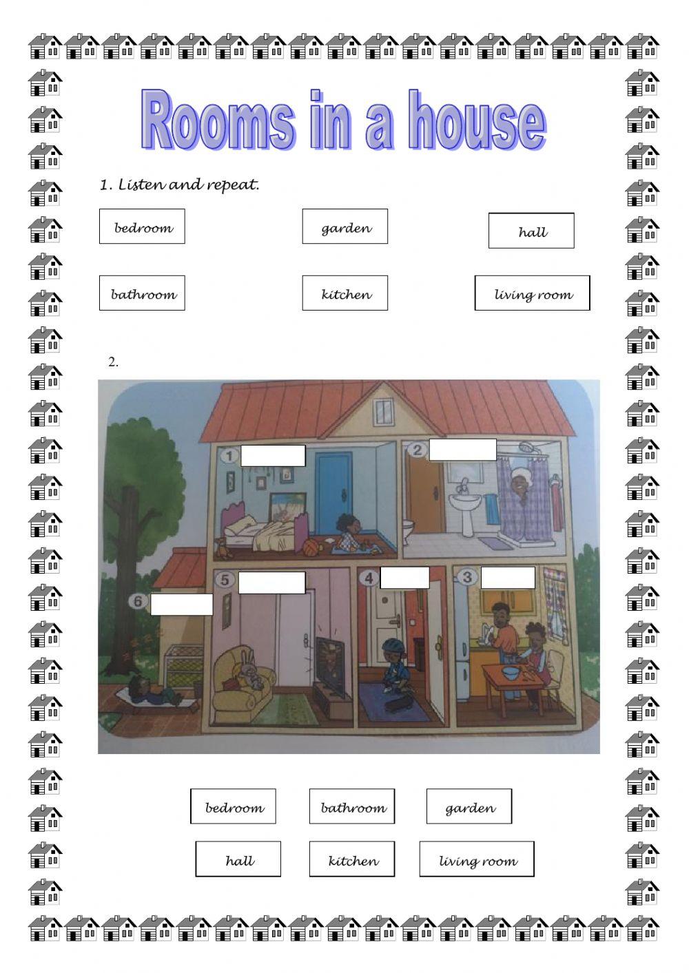 Rooms in a house online exercise | Live Worksheets