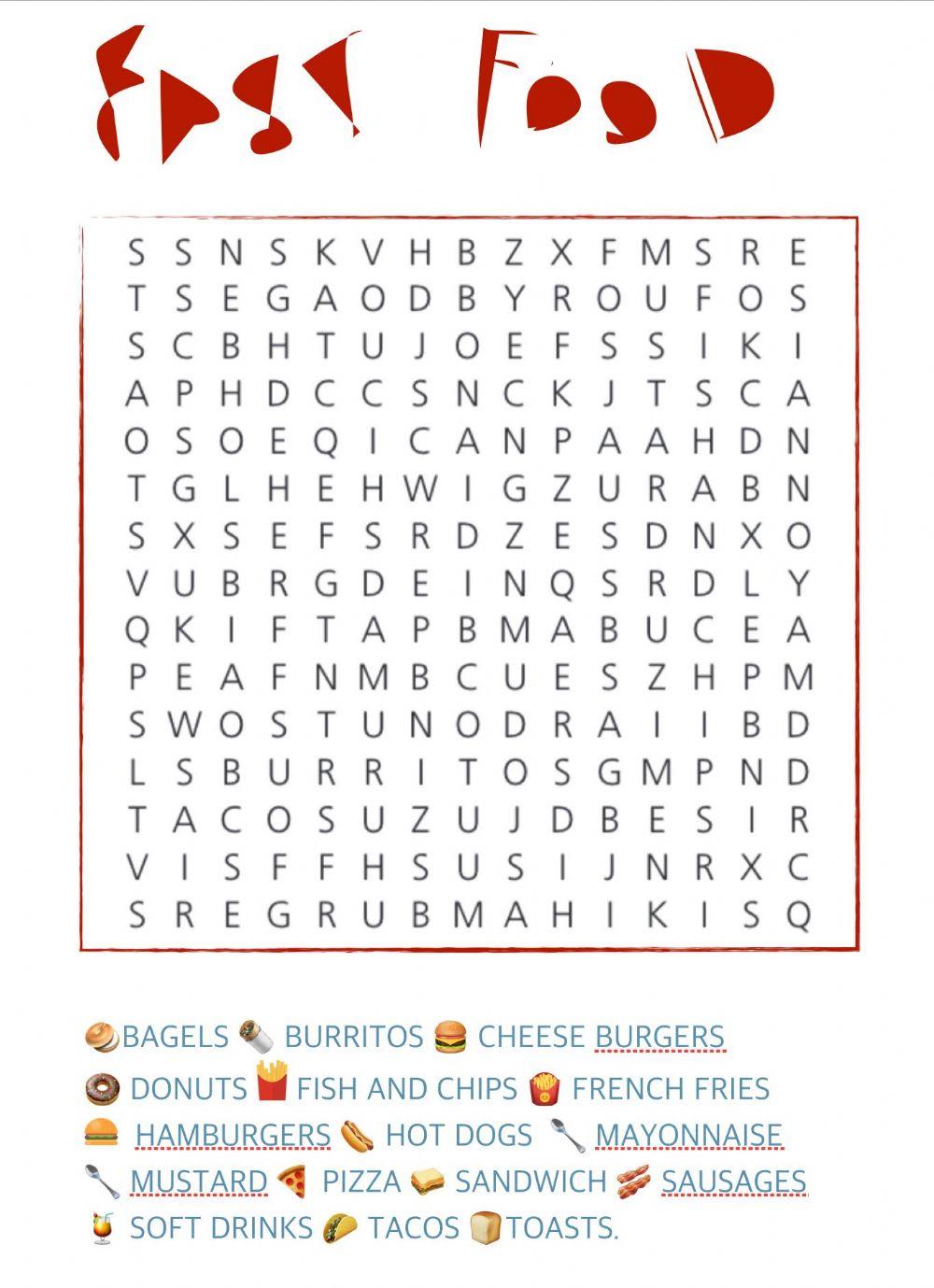 Fast food | Live Worksheets