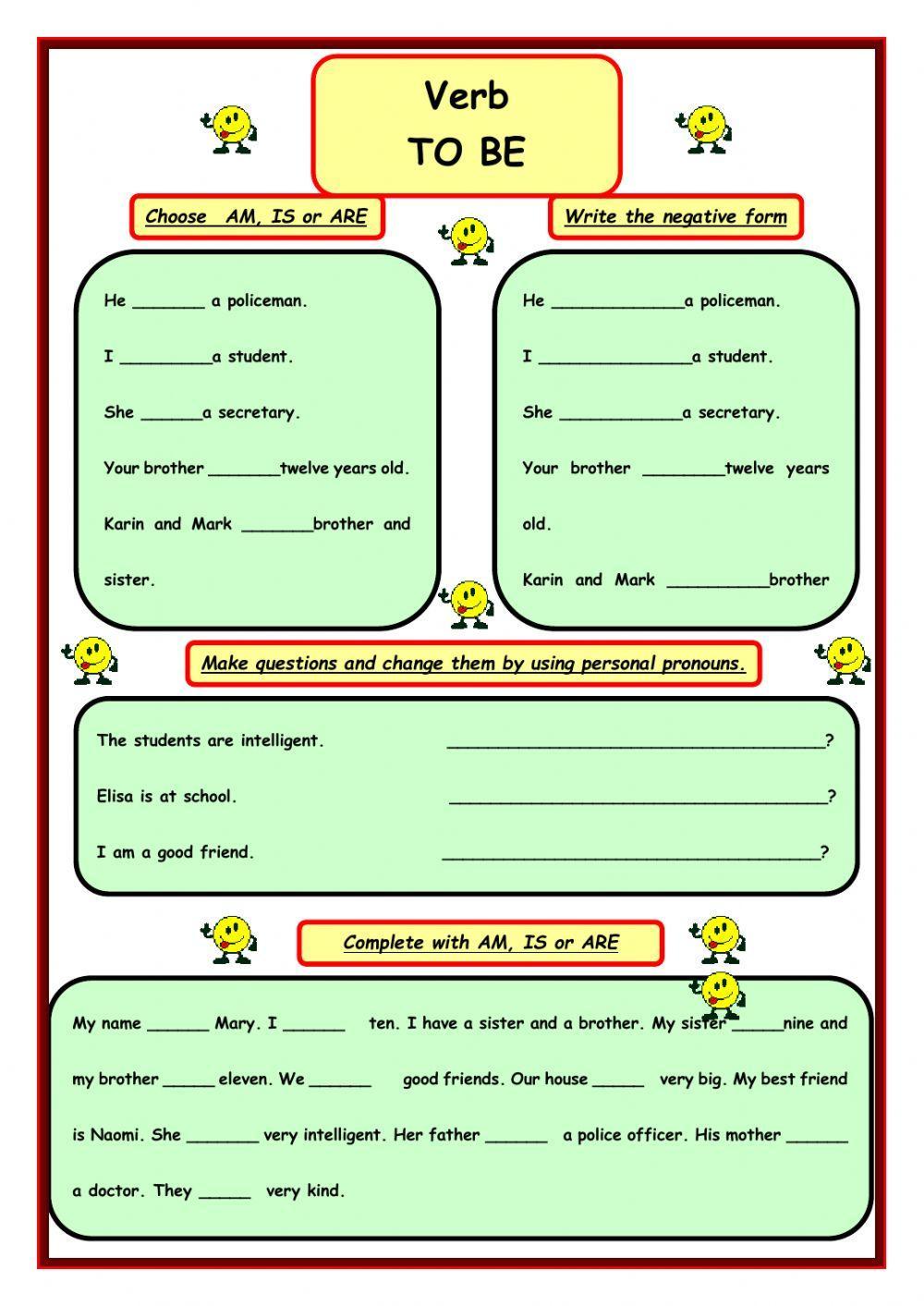 Complete the verb to be