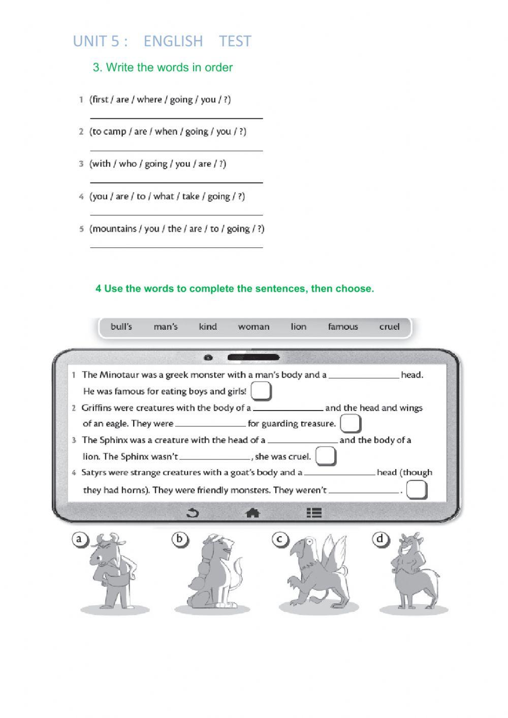 UNIT 5 ENGLISH TEST worksheet | Live Worksheets
