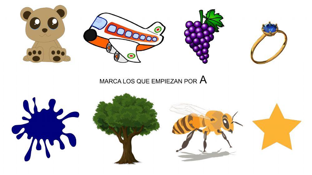 Empiezan por la letra A worksheet | Live Worksheets