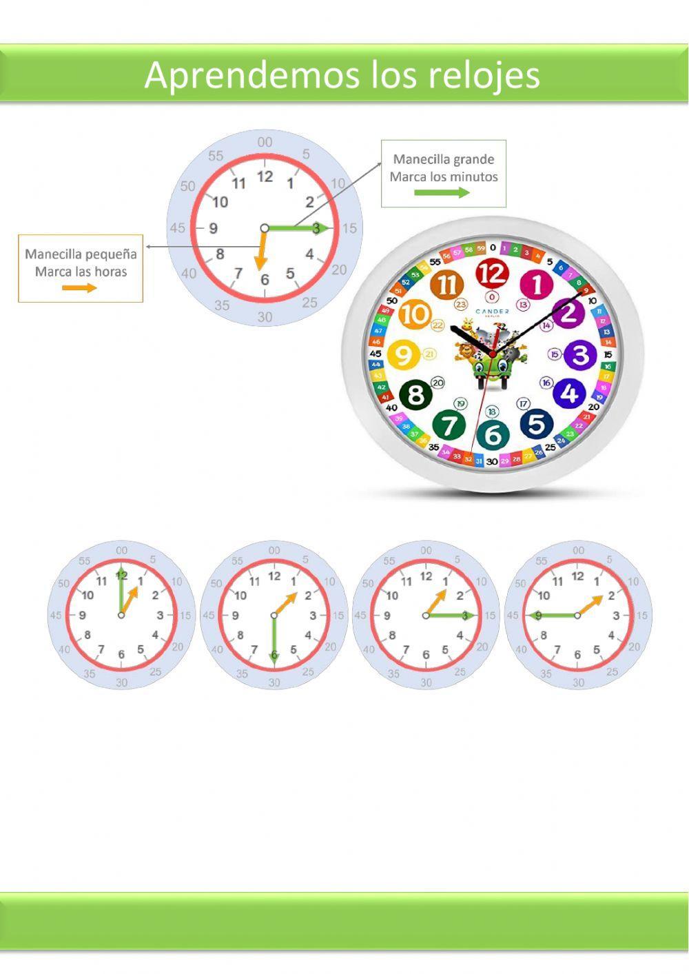 Relojes basicos worksheet | Live Worksheets