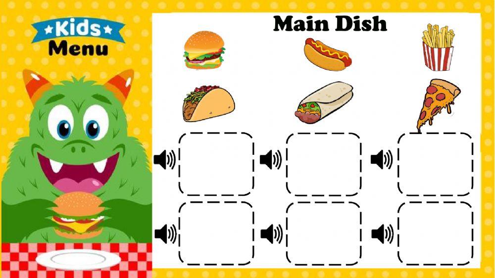 Kids Menu | Free Interactive Worksheets | 208937