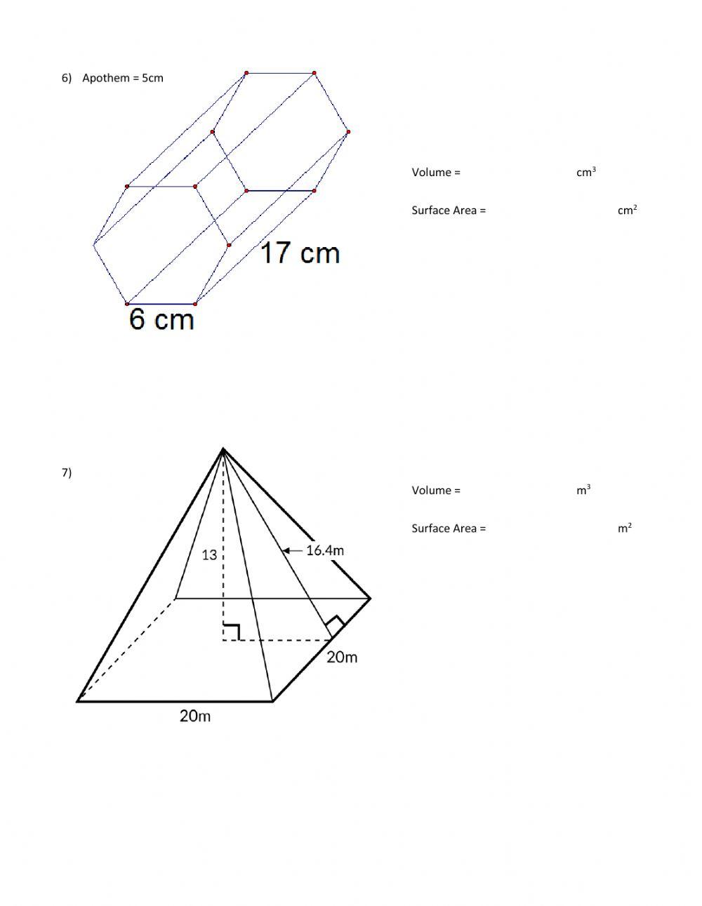 Volume - Surface Area of Prisms and Pyramids 5698009