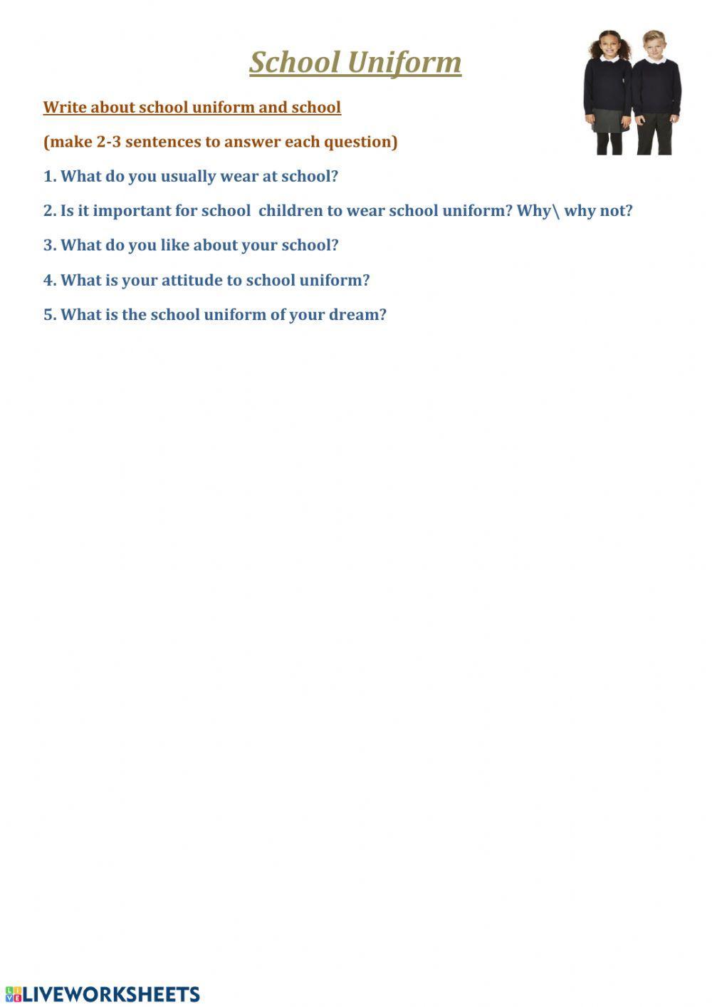 School uniform exercise | Live Worksheets