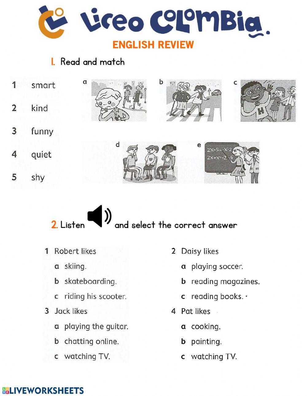 English review exercise | Live Worksheets
