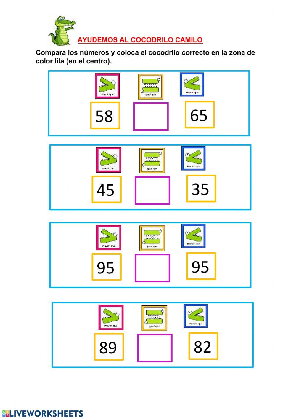 Mayor que, Meno… | Free Interactive Worksheets | 146512
