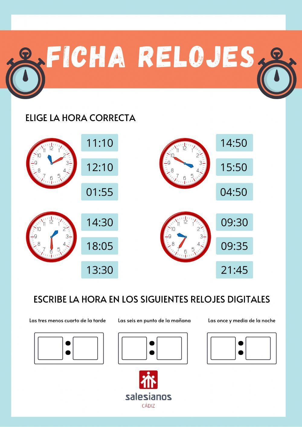 146825 | Ficha Relojes | JesusGallardo | LiveWorksheets