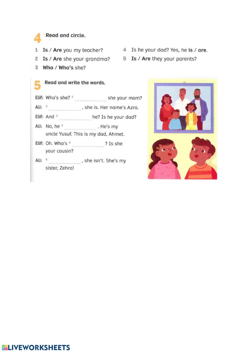 Family worksheet 2 verb to be online exercise for | Live Worksheets