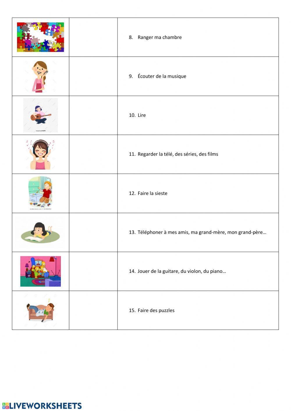 Activités pour s'occuper worksheet | Live Worksheets