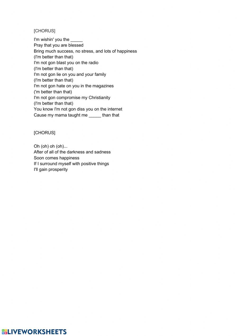 Survivor- Destiny's Child worksheet | Live Worksheets