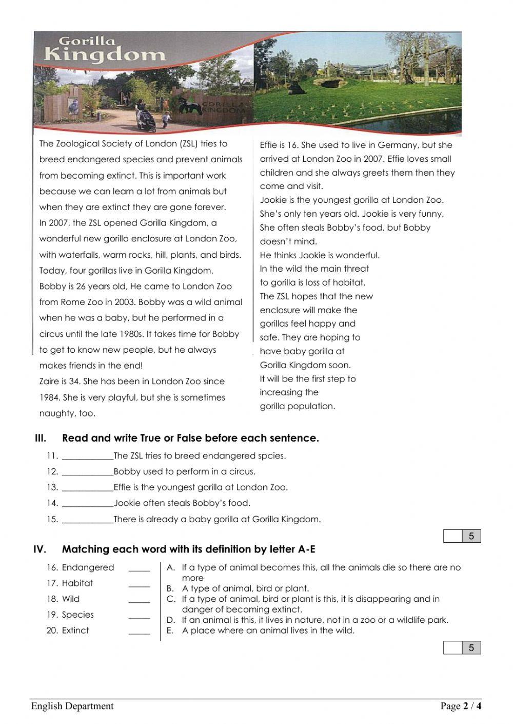 Reading FF G5 worksheet | Live Worksheets